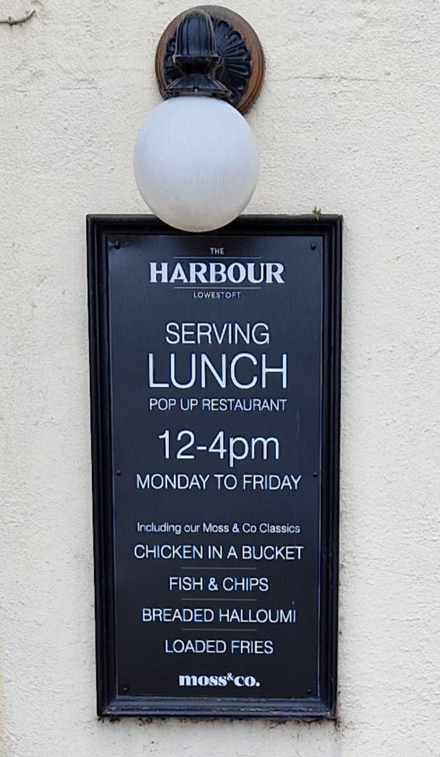 Menu at The Harbour Inn pub & bar, Lowestoft, Bridge House
