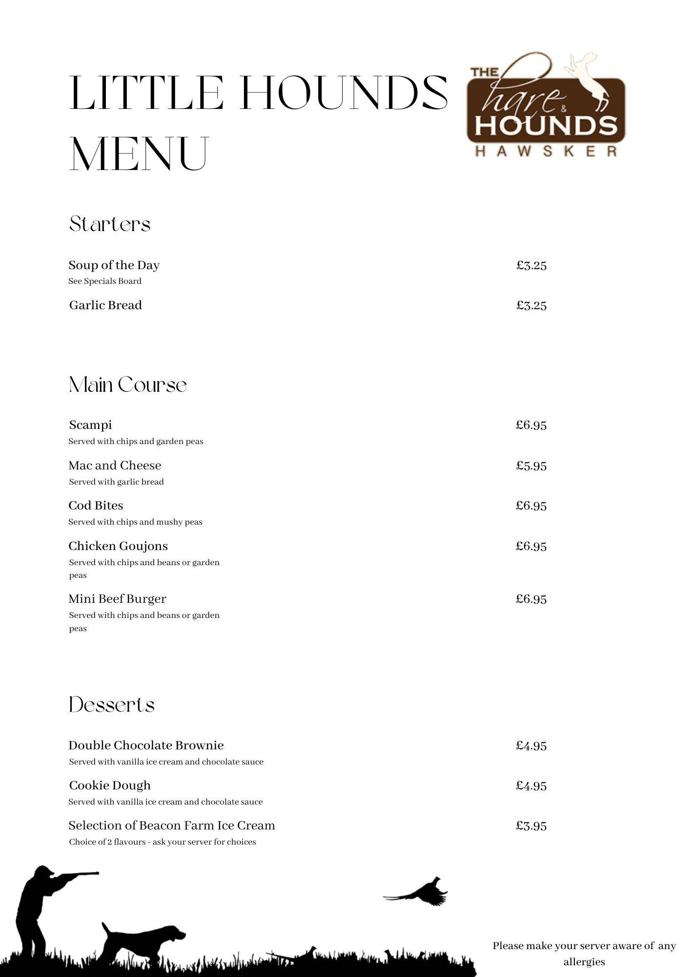 Menu at The Hare & Hounds pub & bar, Whitby