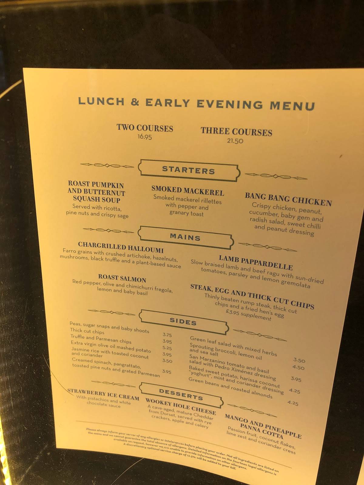 Menu at The Ivy Exeter restaurant, Exeter