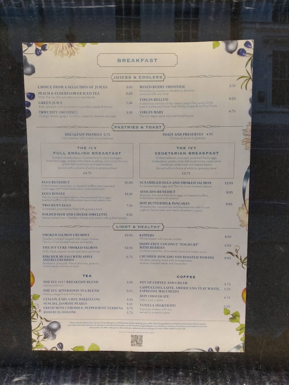 Menu at The Ivy Exeter restaurant, Exeter