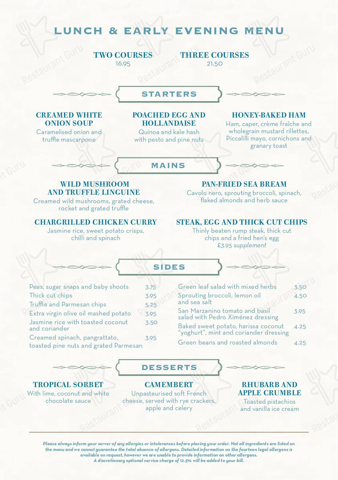 Menu at The Ivy Exeter restaurant, Exeter