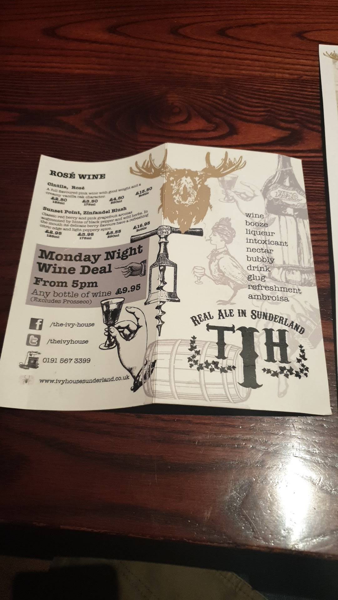 Menu at The Ivy House pub & bar, Sunderland