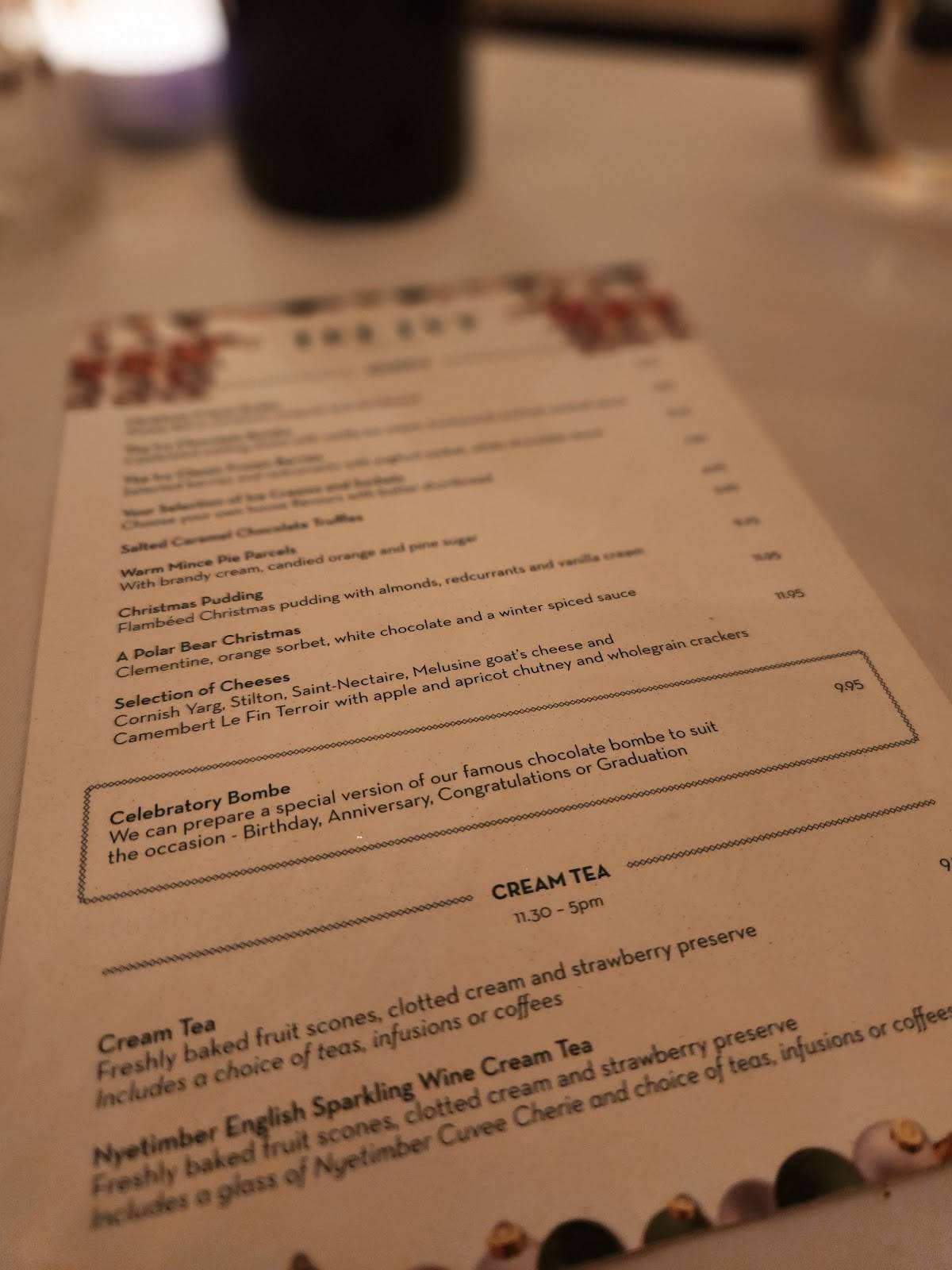 Menu at The Ivy In The Lanes restaurant, Brighton