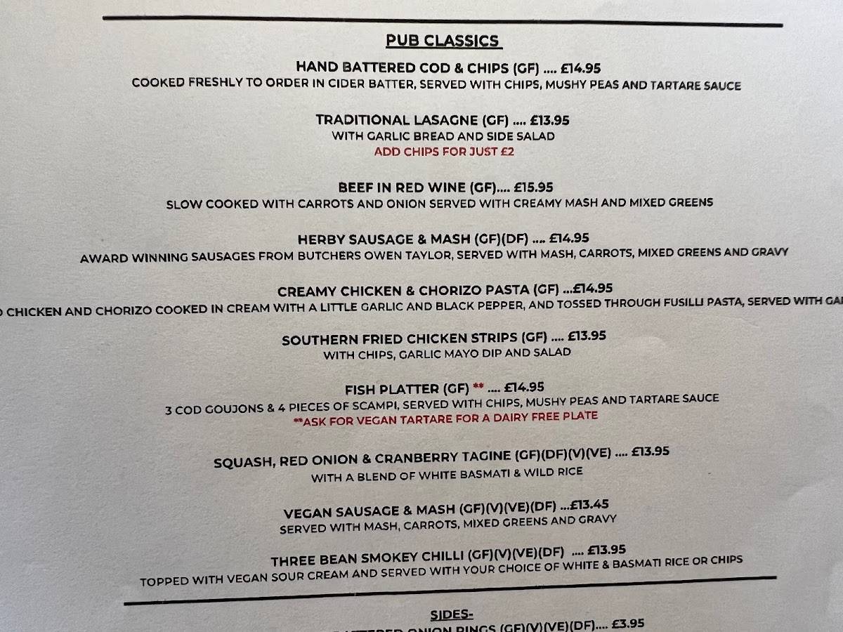 Menu at The Lincoln Green pub & bar, Lincoln