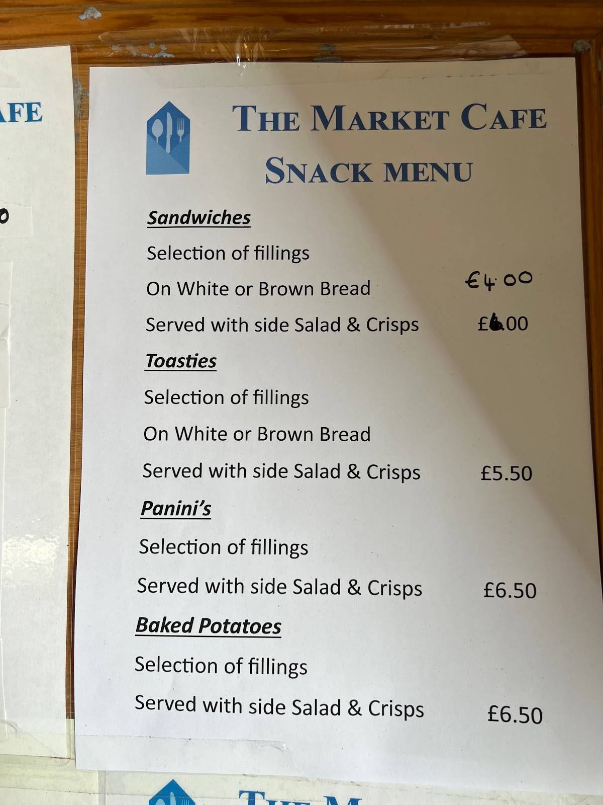 Menu at The Market Cafe, Huntly