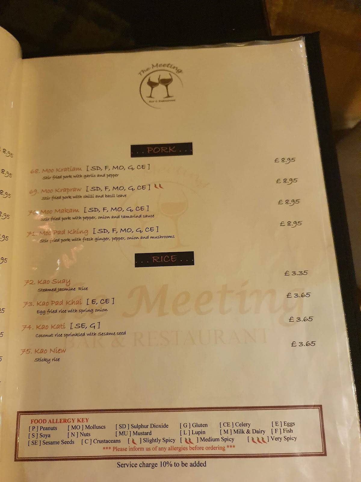 Menu at The Meeting Bar & Restaurant, Enfield