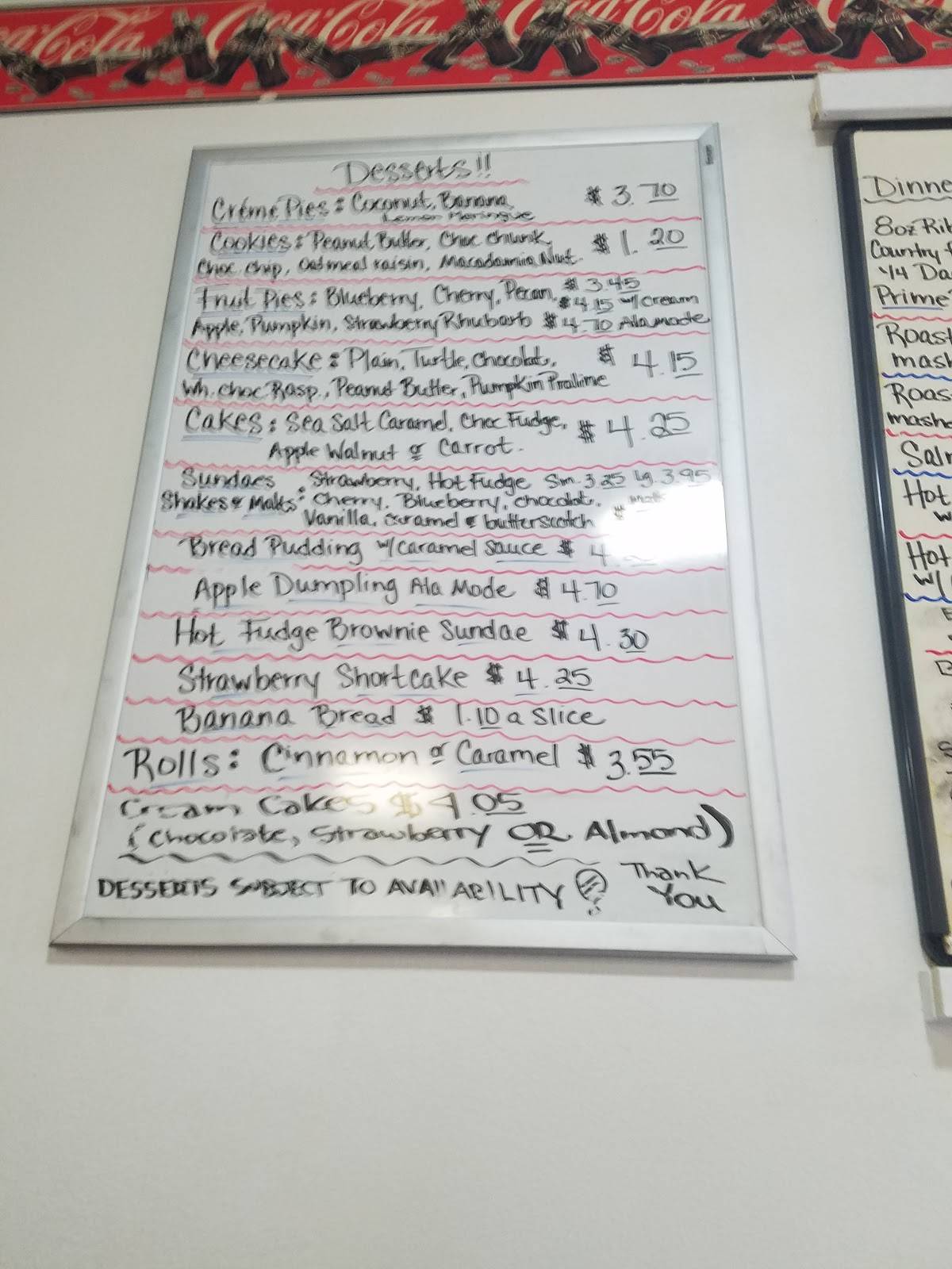 Menu at The New Frontier restaurant, Turtle Lake
