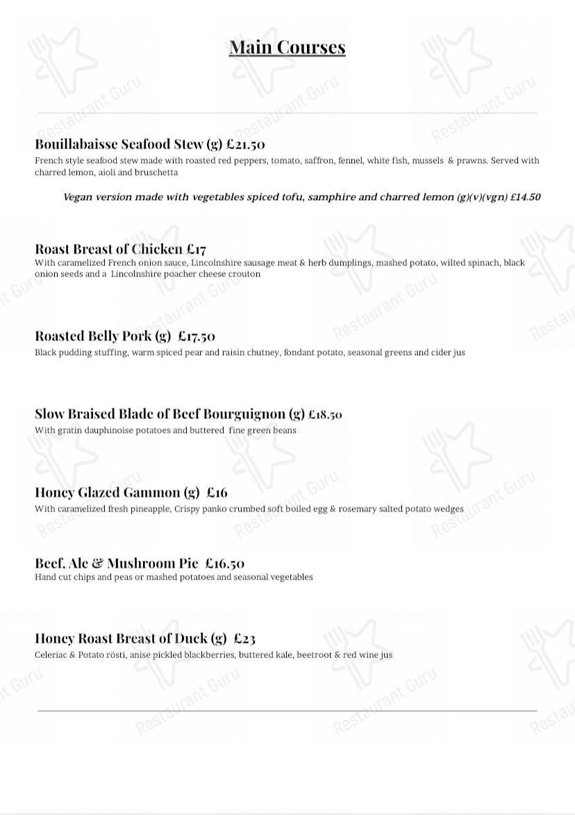 Menu at The New Inn pub & bar, North Thoresby, Station Rd