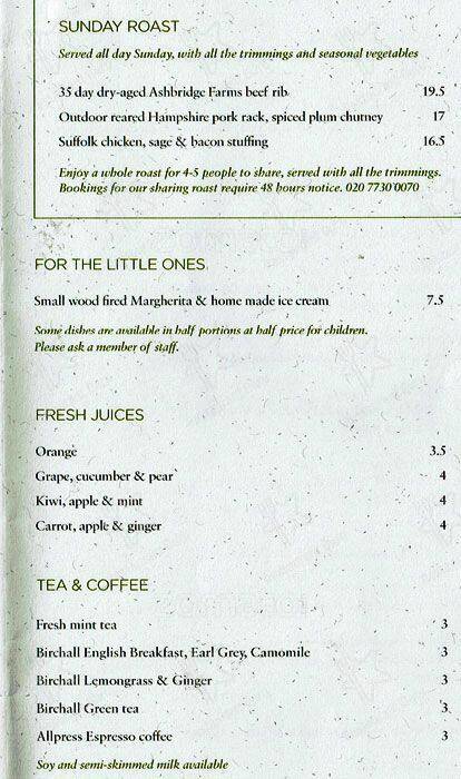 Menu at The Orange Pub & Boutique Hotel Belgravia, London, 37 Pimlico Rd