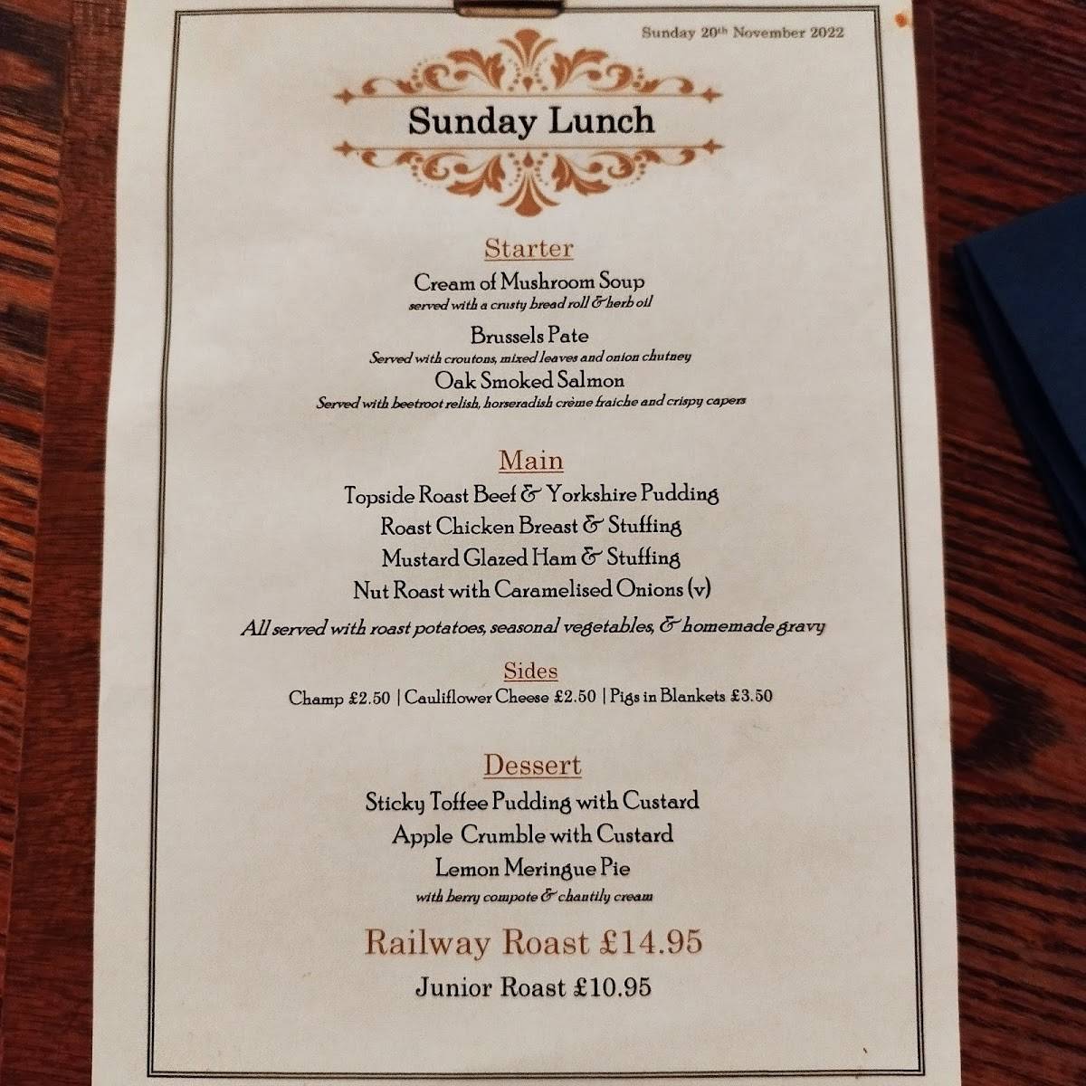 Menu at The Railway pub & bar, Liverpool, 18 Tithebarn St