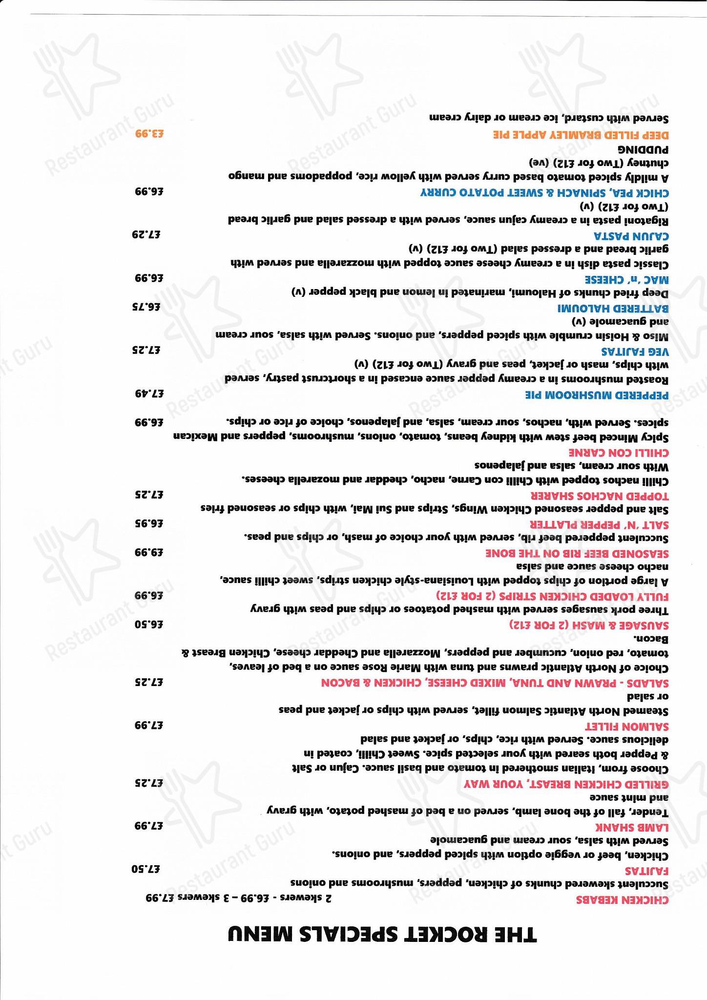 Menu at The Rocket Pub & Kitchen, Liverpool, 2 Bowring Park Rd