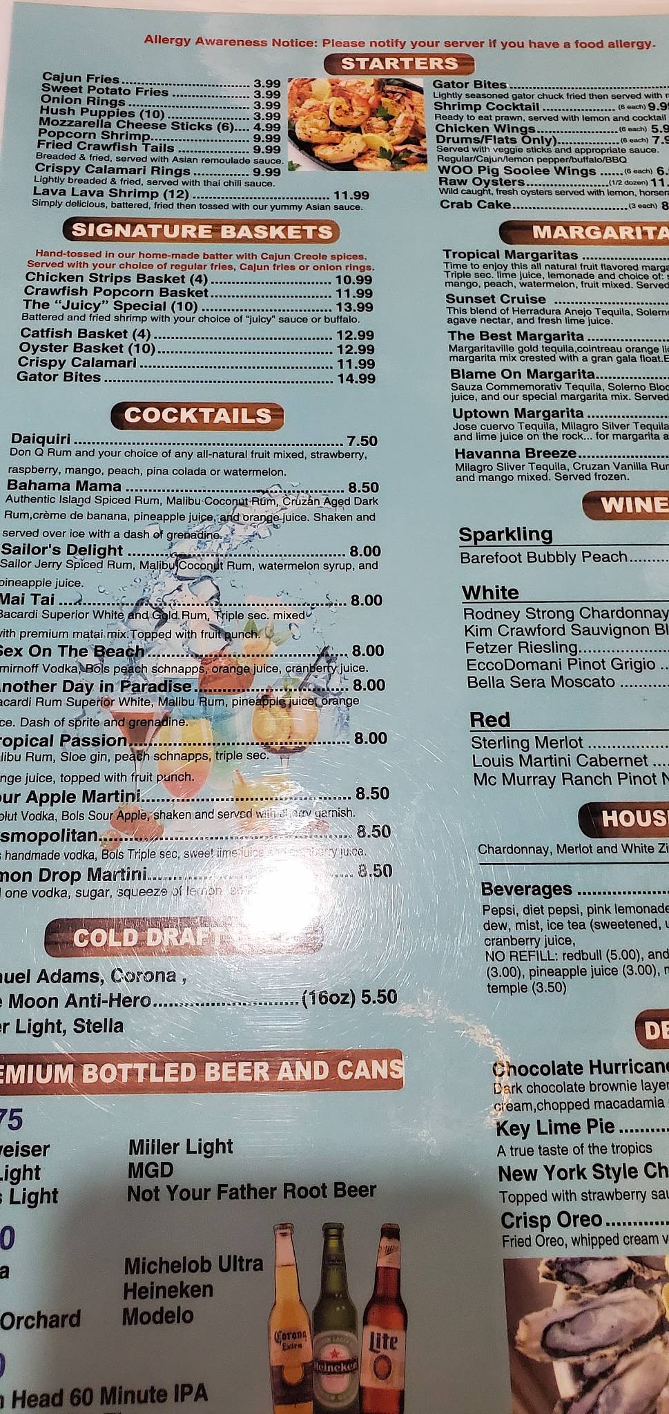 Menu at The Saucy Crab Homewood pub & bar, Homewood