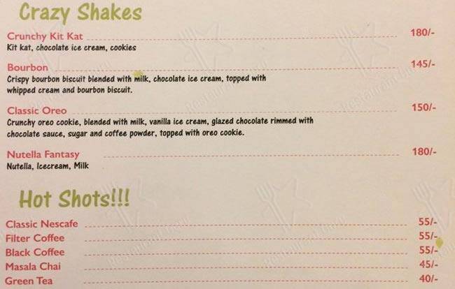 Menu at The Sparrow Cafe, Mumbai, 7/8 Shreeji Palace