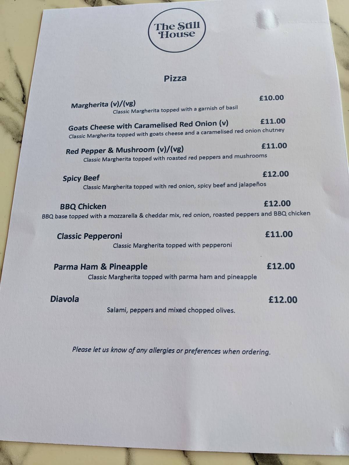 Menu at The Still House pub & bar, Paignton