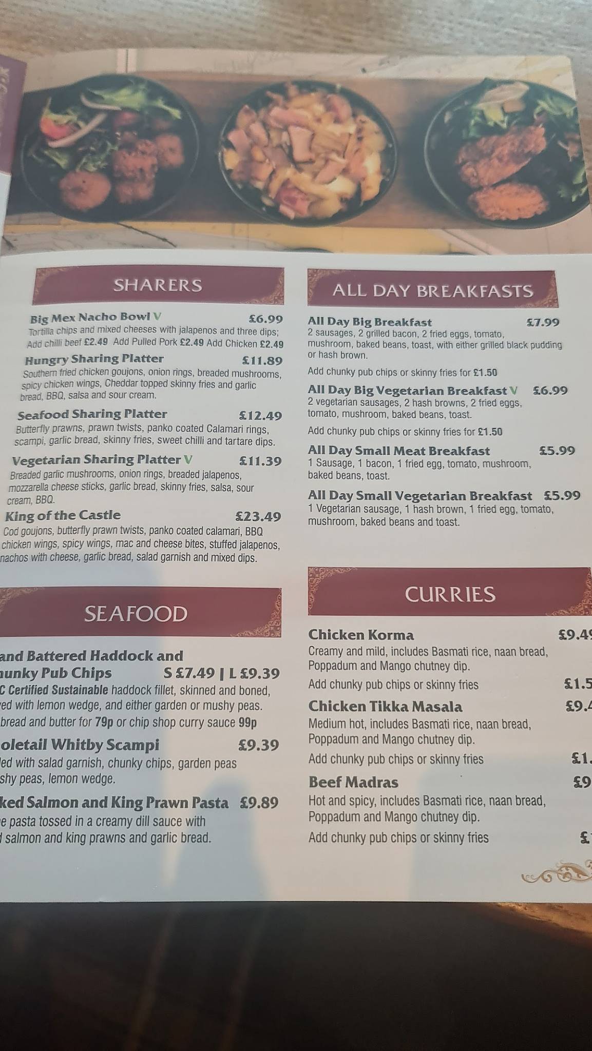 Menu at The Stirling Castle pub & bar, Bridlington