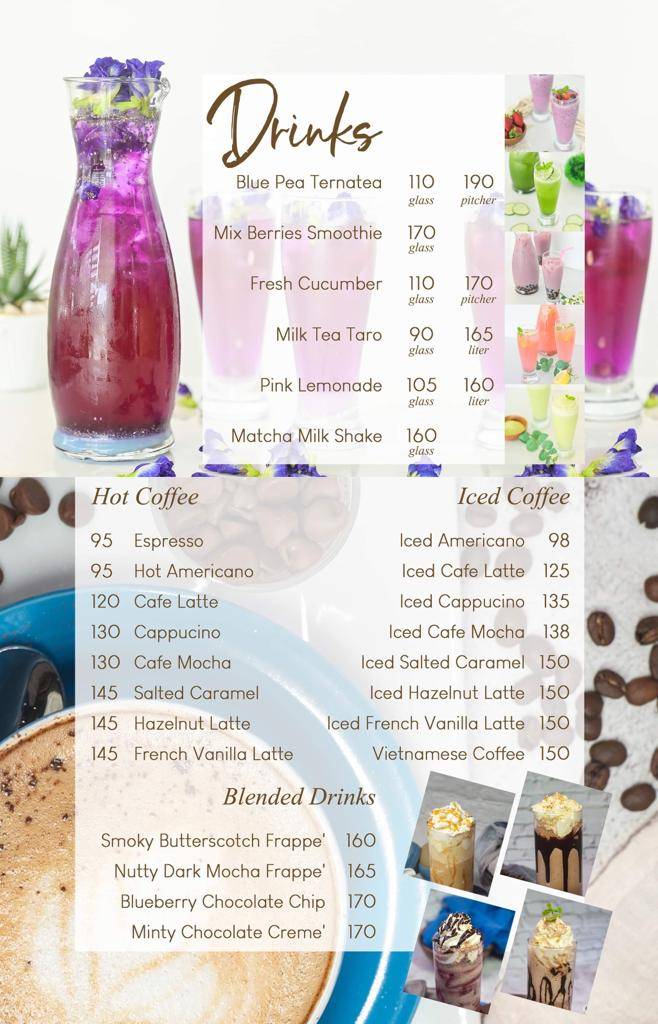 Menu at The Taste of Czaczacza Cafe, Marikina