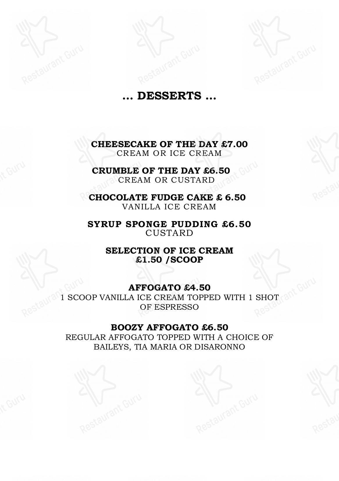 Menu at The Three Horseshoes pub & bar, Chapmanslade