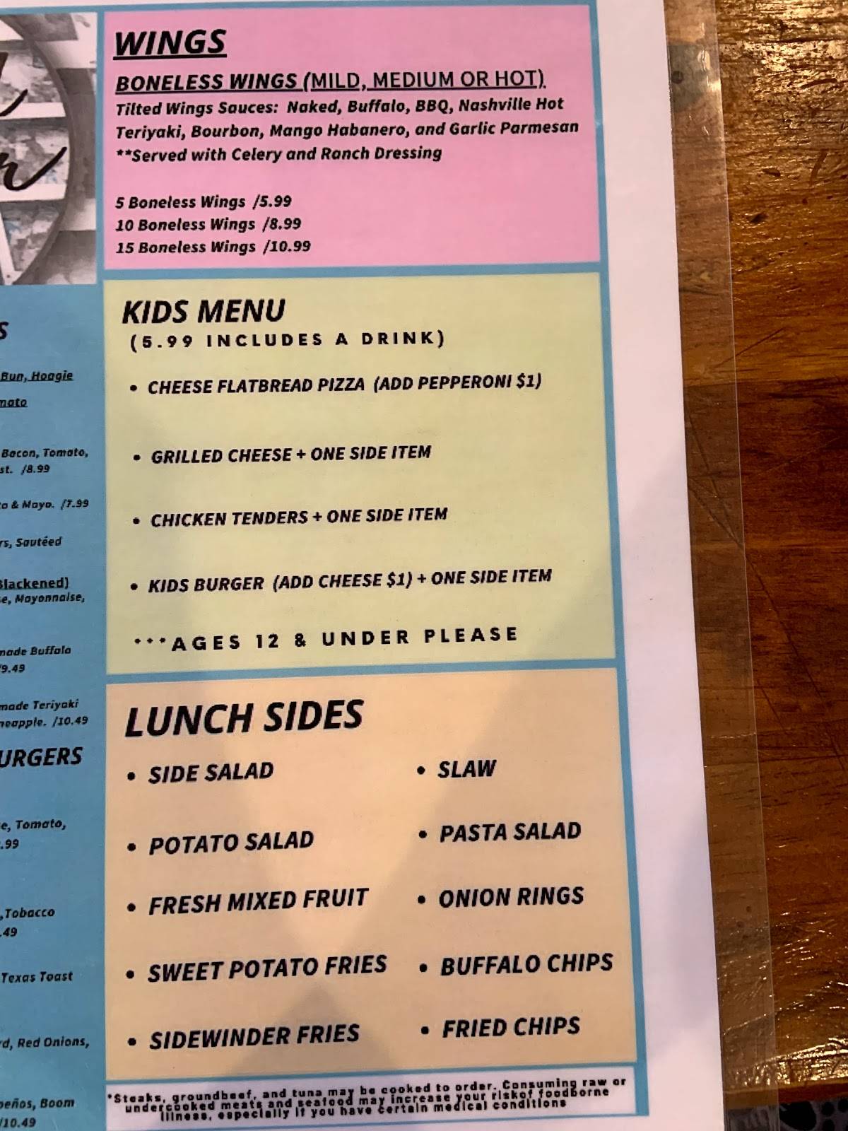 Menu at The Tilted Ladder desserts, Pilot Mountain