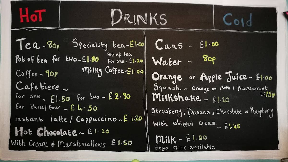 Menu at The Tor Cafe, Matlock