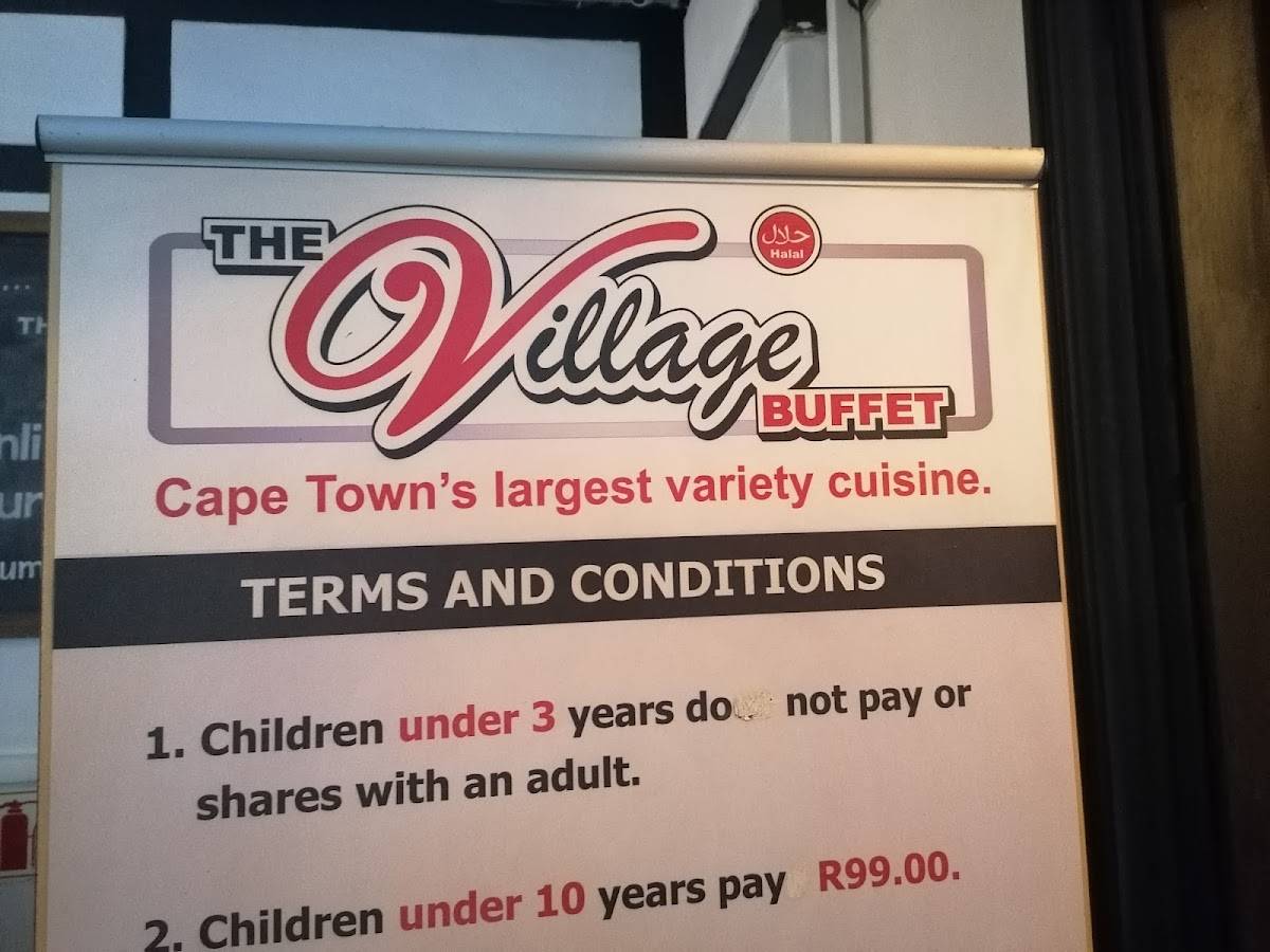 Menu at The Village Buffet restaurant, Cape Town