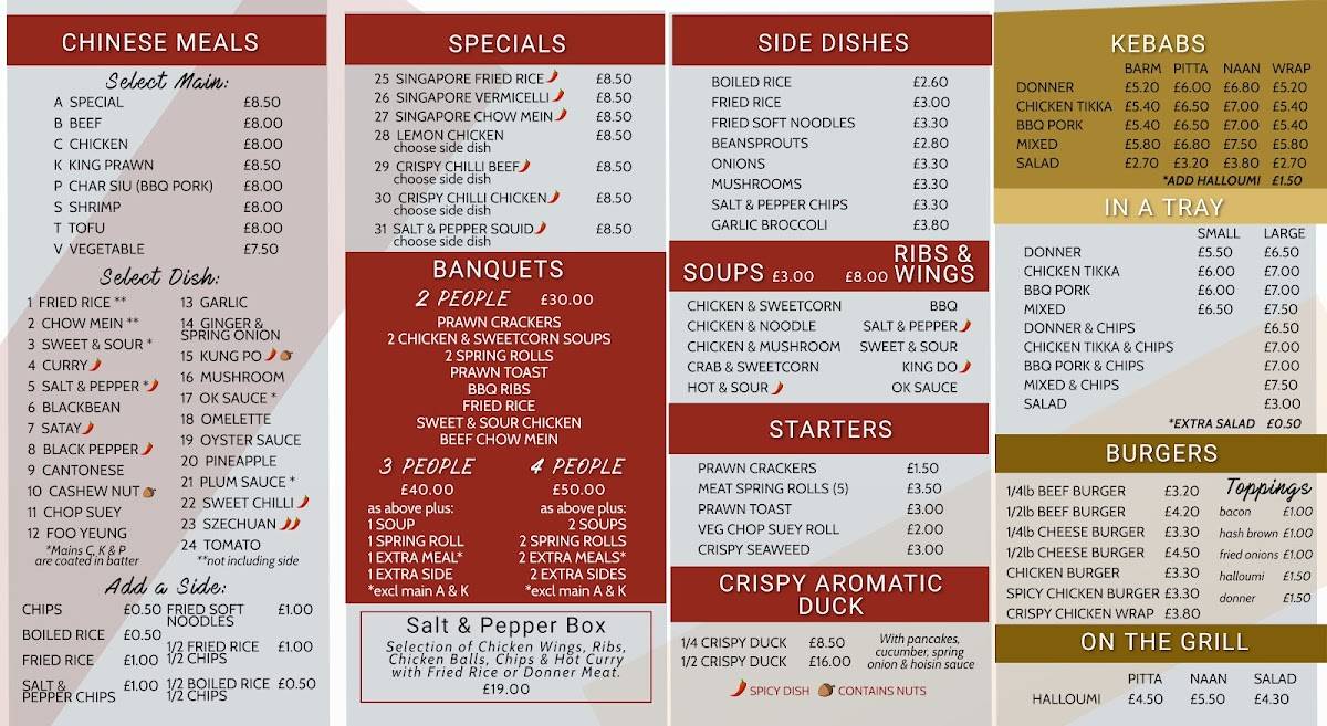 Menu at The Walkden Bar, Eccles