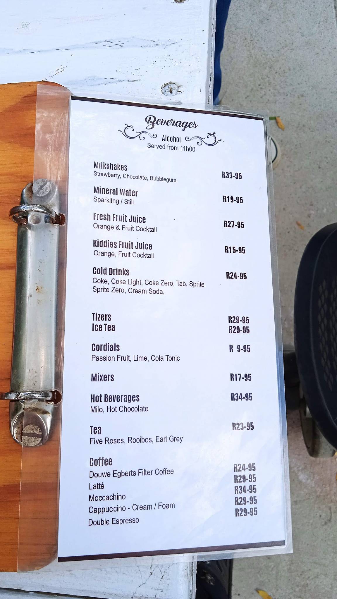 Menu at The Windmill Restaurant, Hartbeespoort