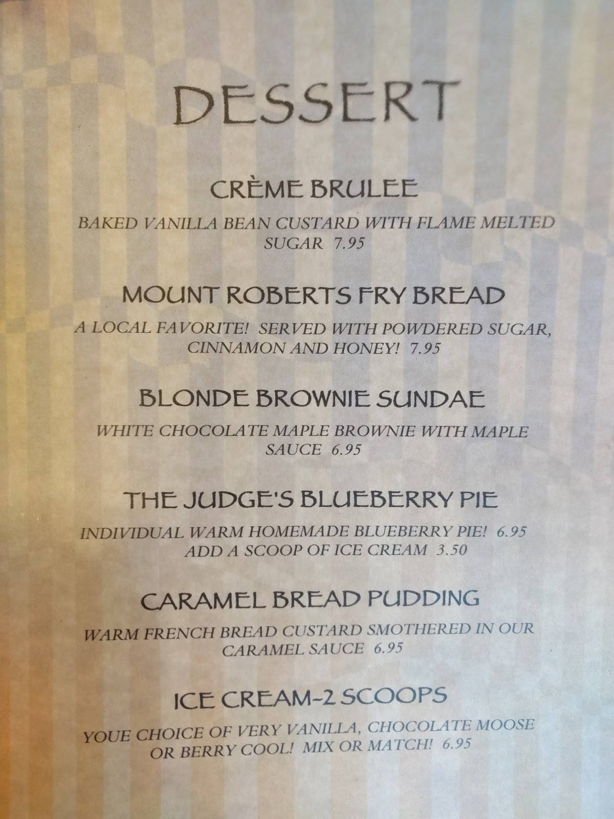Menu at Timberline Bar & Grill, Juneau