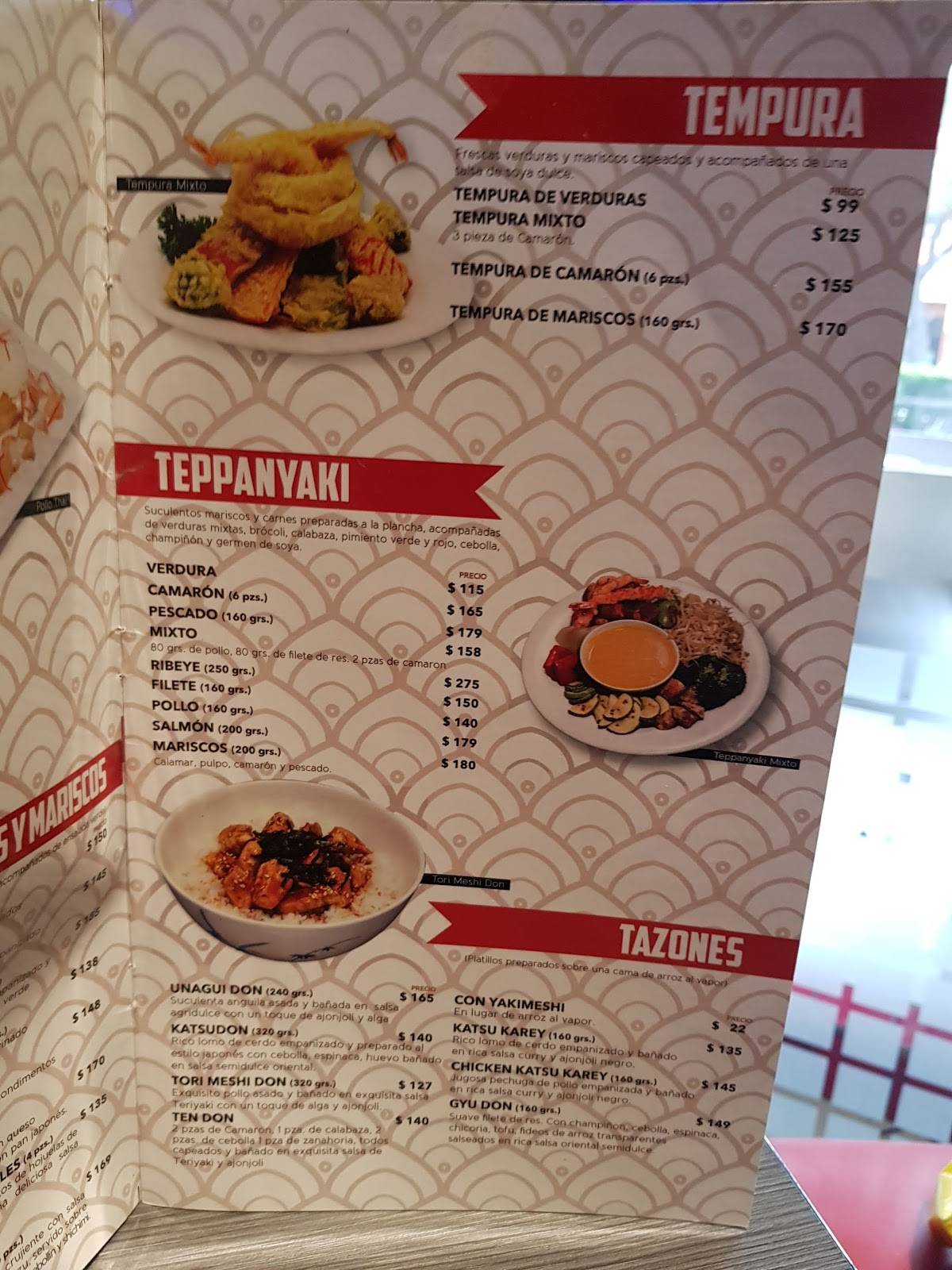Carta del restaurante Tokyo Rose, Ciudad del México, Xola 1604