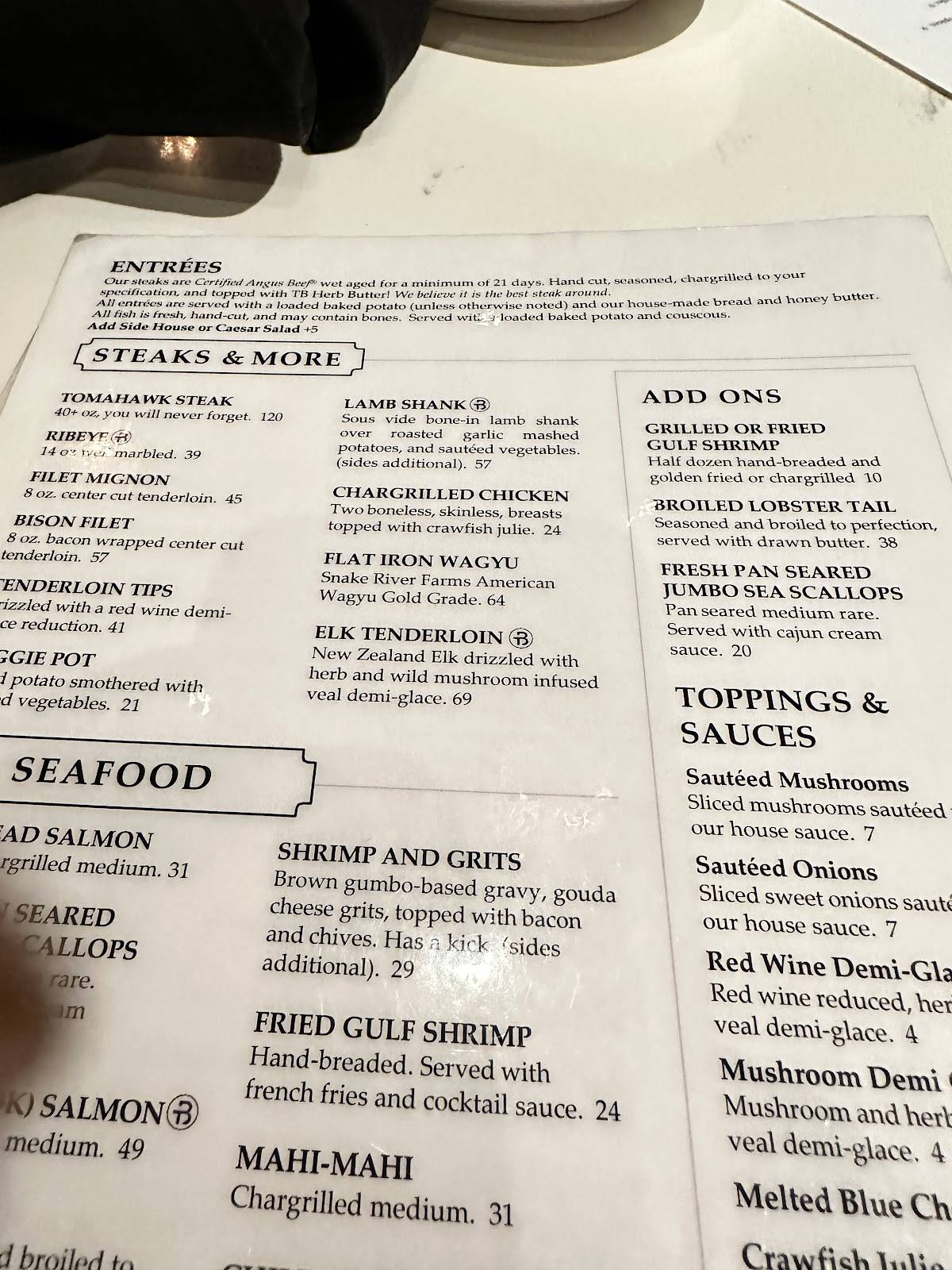 Menu at Tom Brown's Restaurant - Madison, Madison