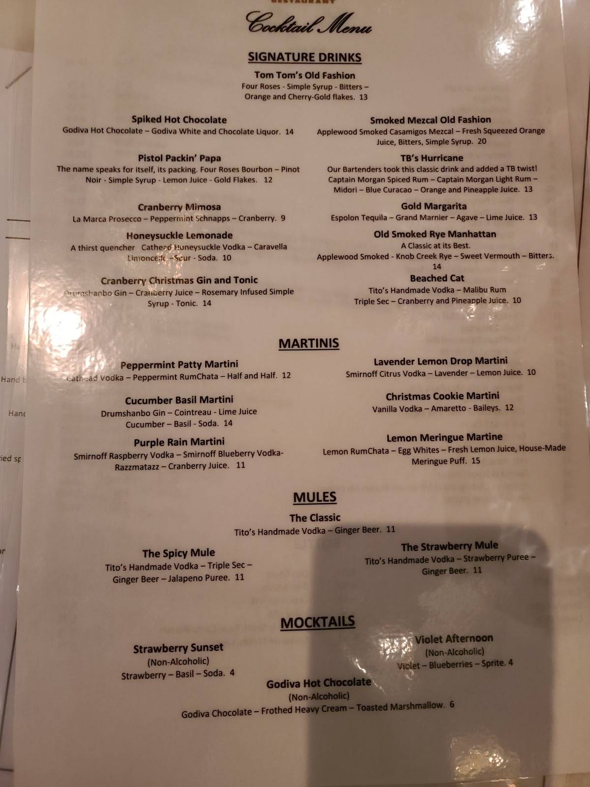 Menu at Tom Brown's Restaurant - Madison, Madison