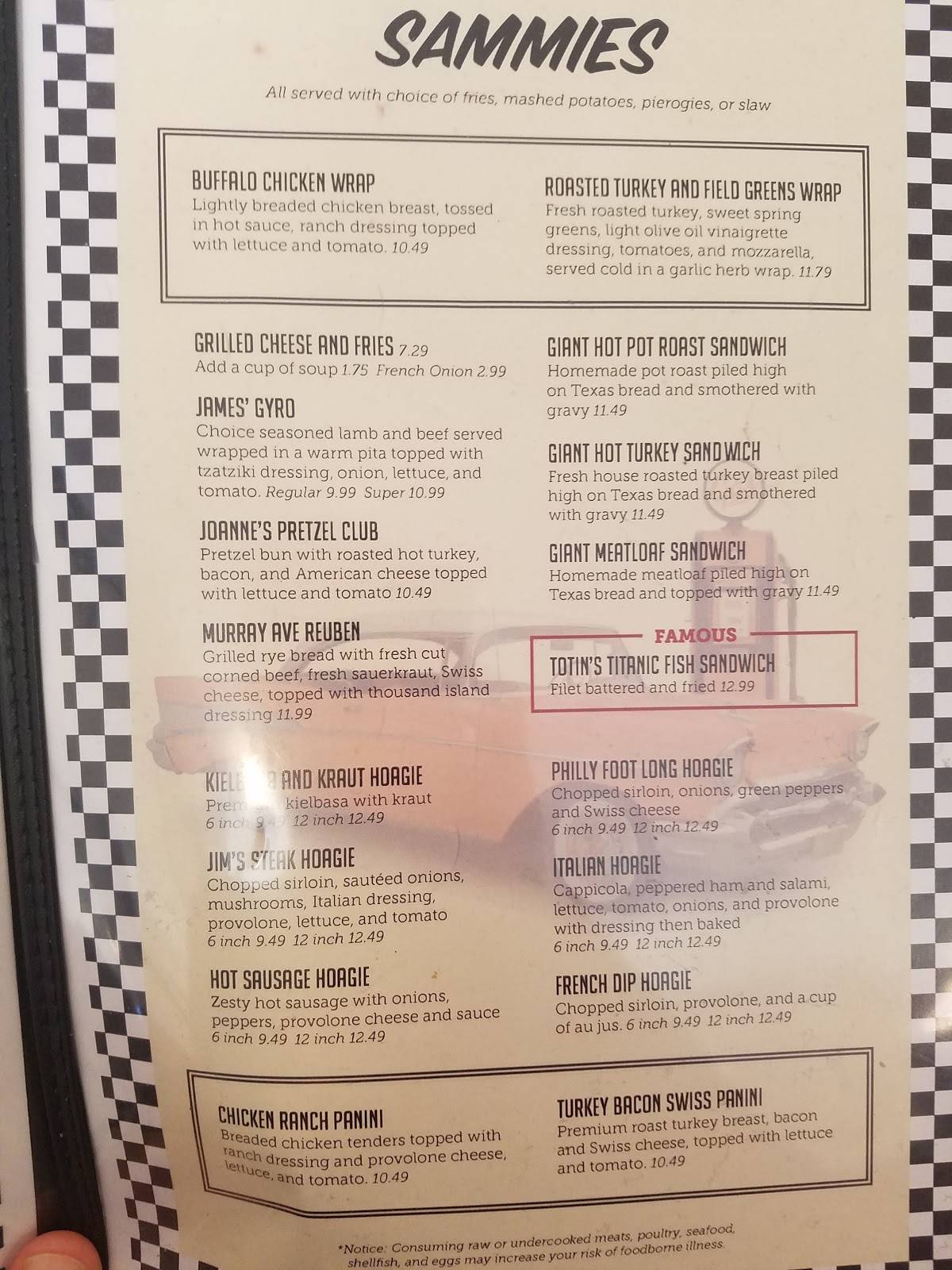Menu at Totin's Diner restaurant, Wexford