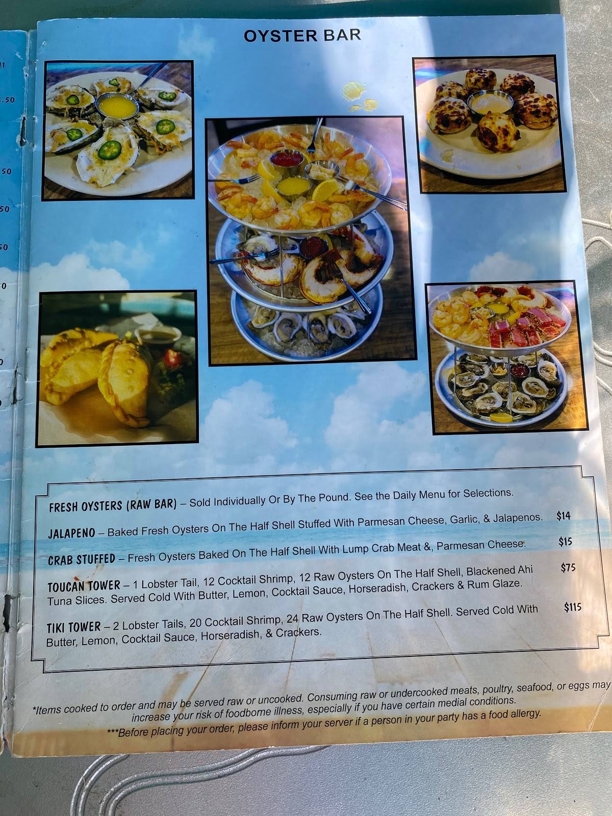 Menu at Toucan's Lakefront pub & bar, Mooresville