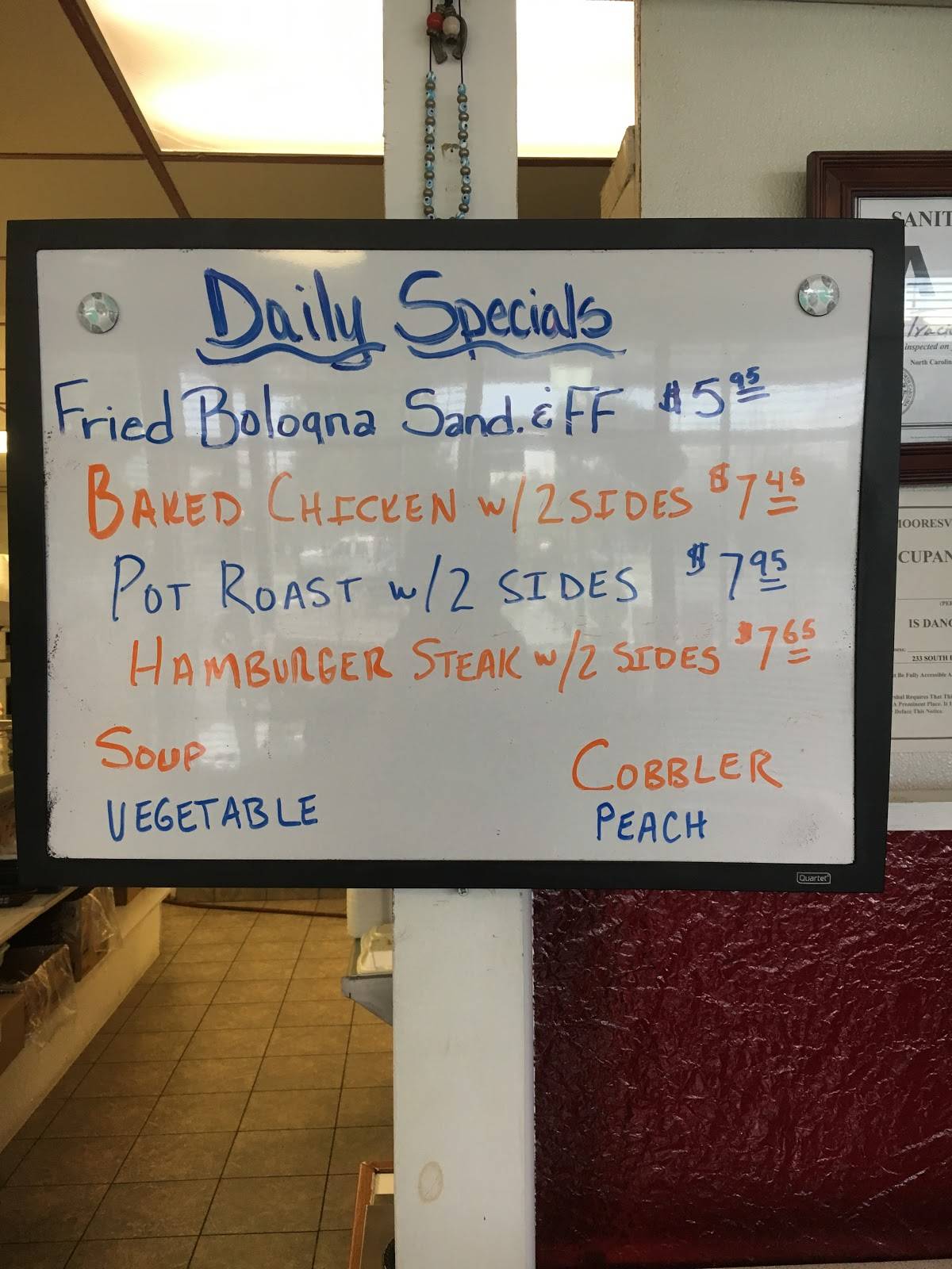 Menu at Trackside Restaurant, Mooresville