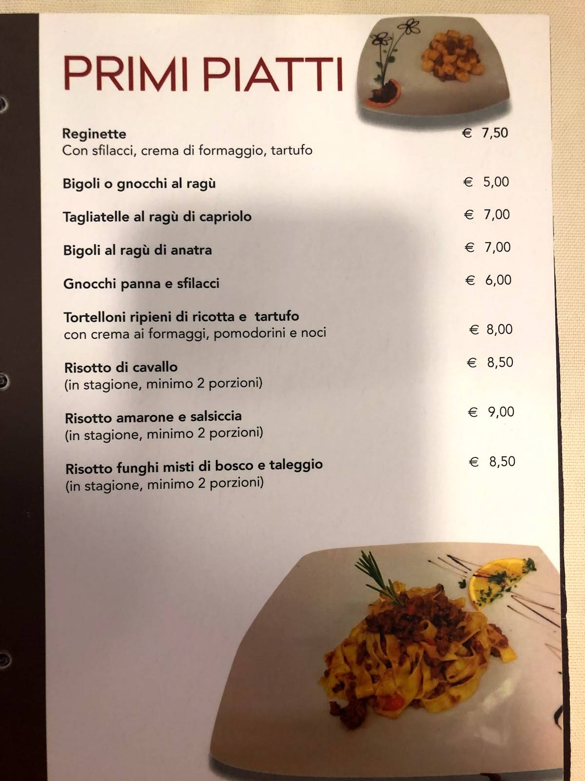 Menu da Trattoria Da Mario caffè bar, Saonara