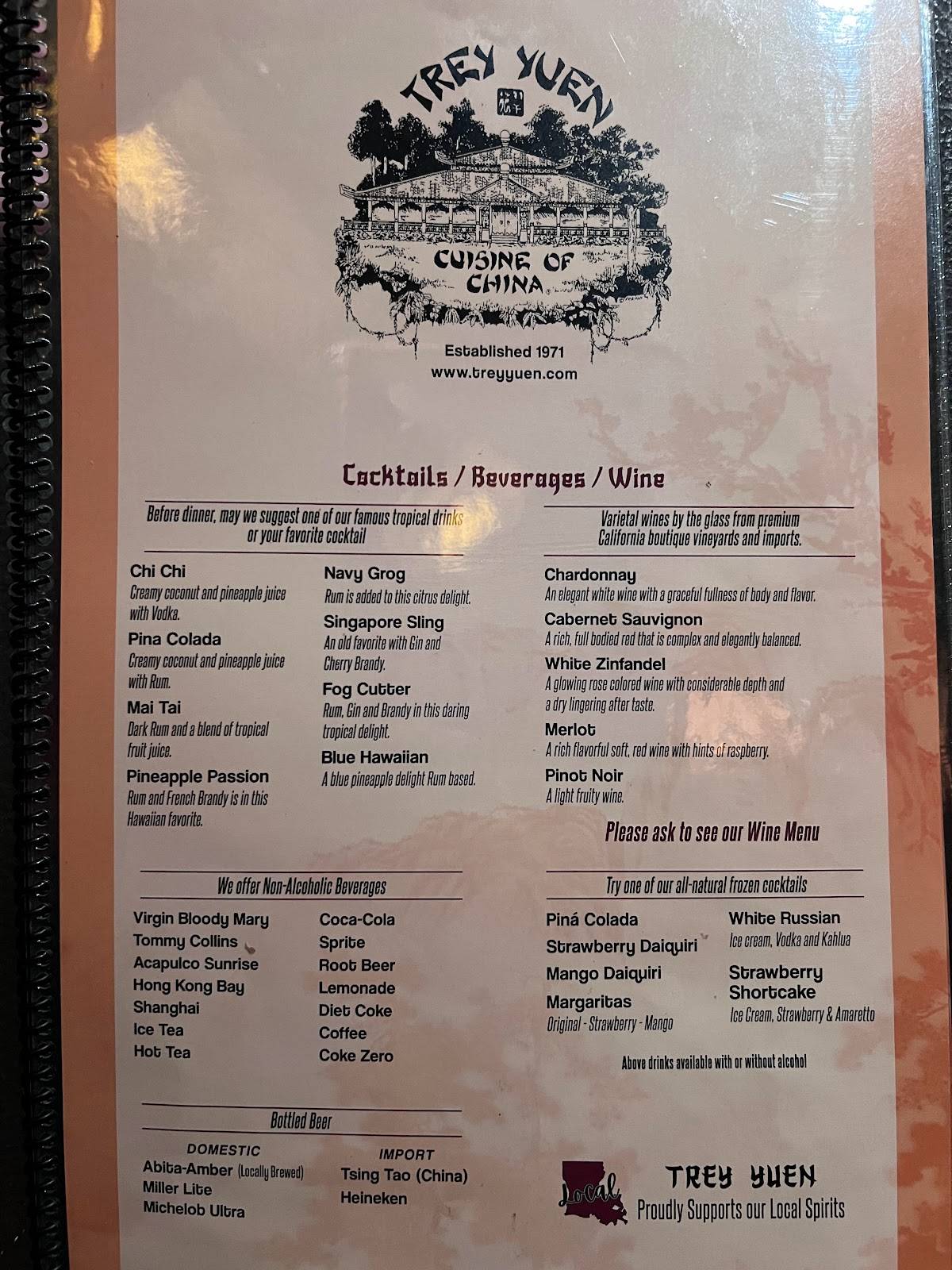Menu at Trey Yuen restaurant, Mandeville, 600 N Causeway Blvd