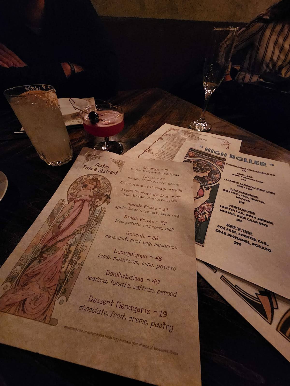 Menu at Boston Title & Abstract pub & bar, Tulsa