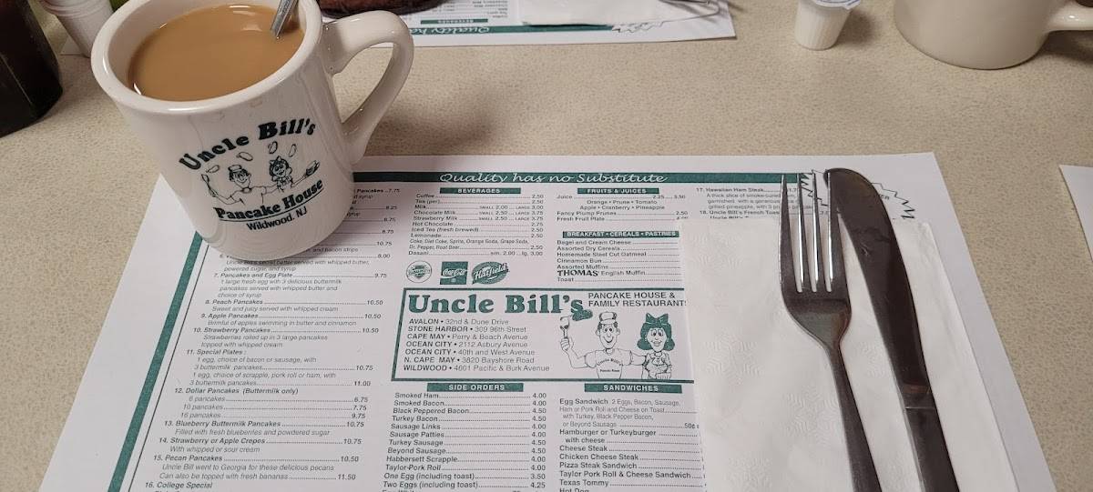Menu at Uncle Bill's Pancake House restaurant, Wildwood