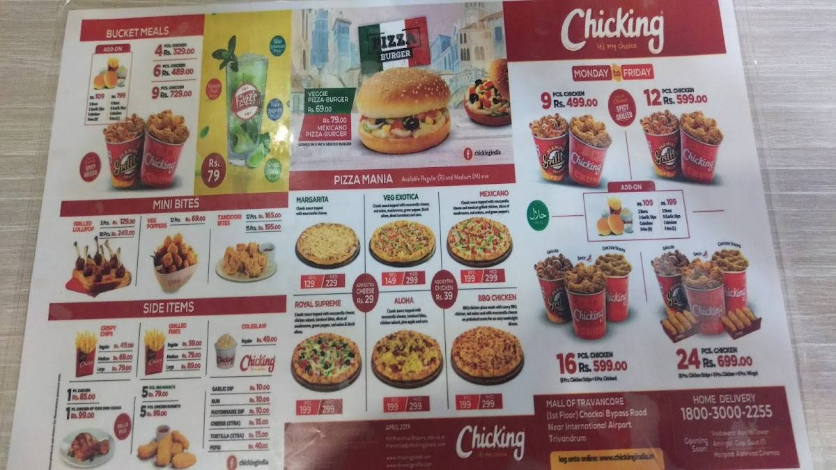 Menu at ChicKing, Vadakara, Govt Hospital Road