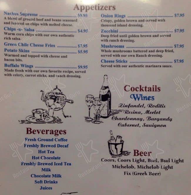 Menu at Valley Inn Restaurant, Lakewood