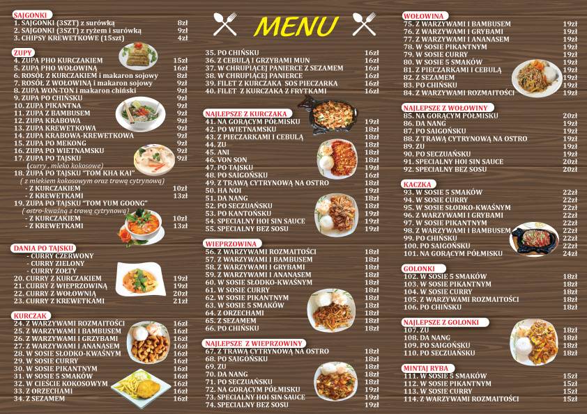 Menu at Van Son restaurant, Piaseczno, Raszyńska 4