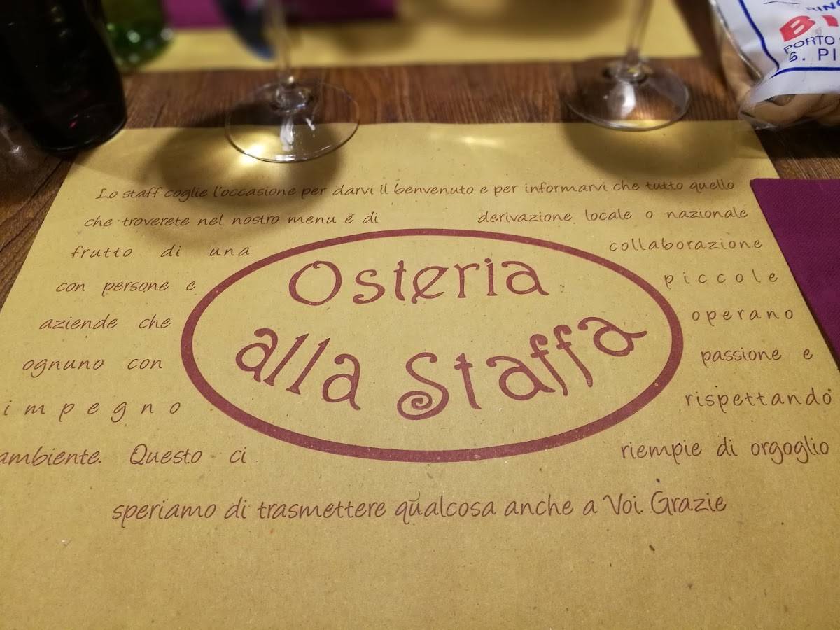 Menu at Osteria Alla Staffa restaurant, Venice