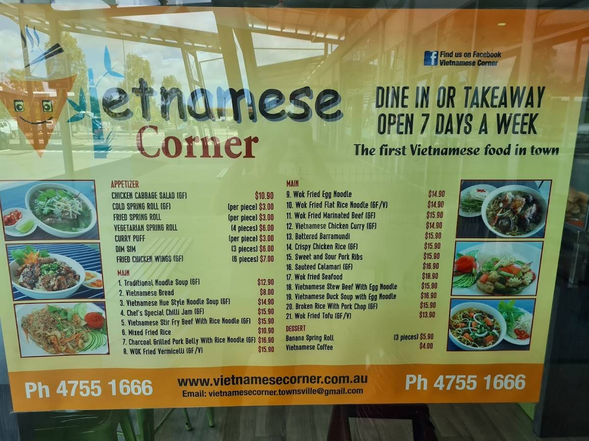 Menu at Vietnamese Corner Kirwan restaurant, Kirwan