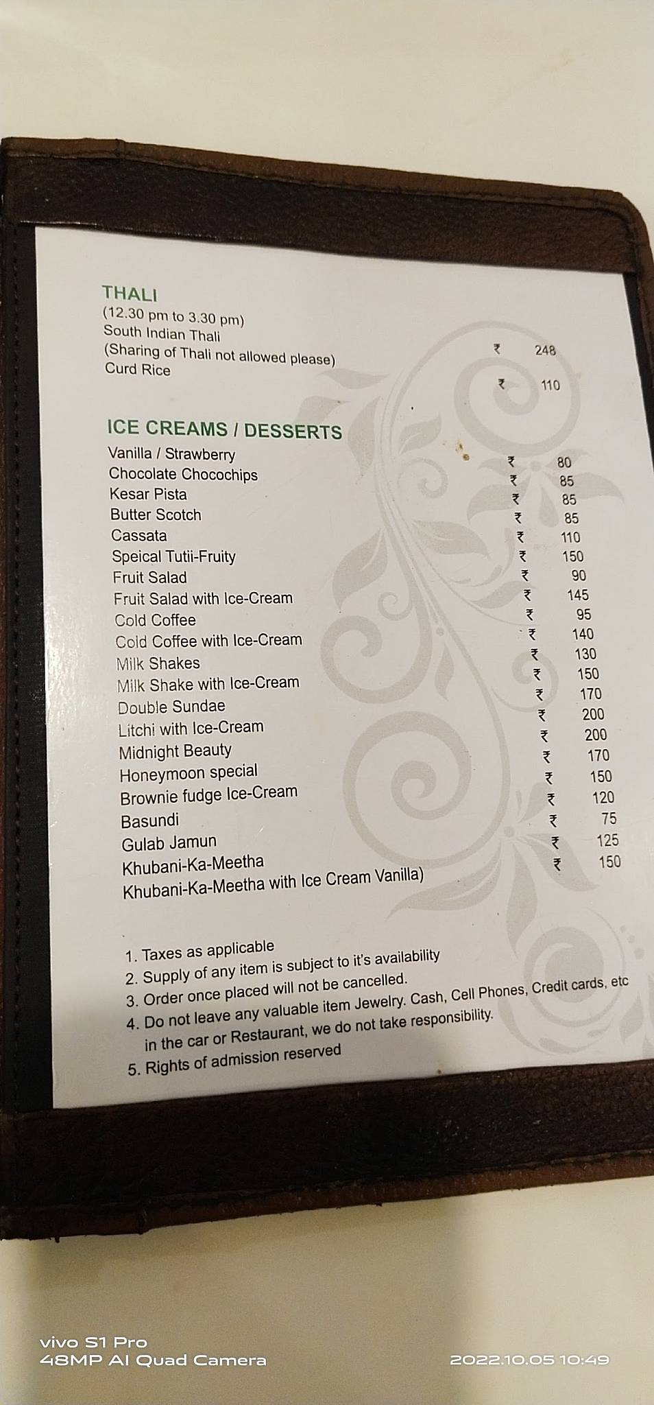 Menu at Minerva Grand Restaurant, Vijayawada, Hotel Minerva Grand