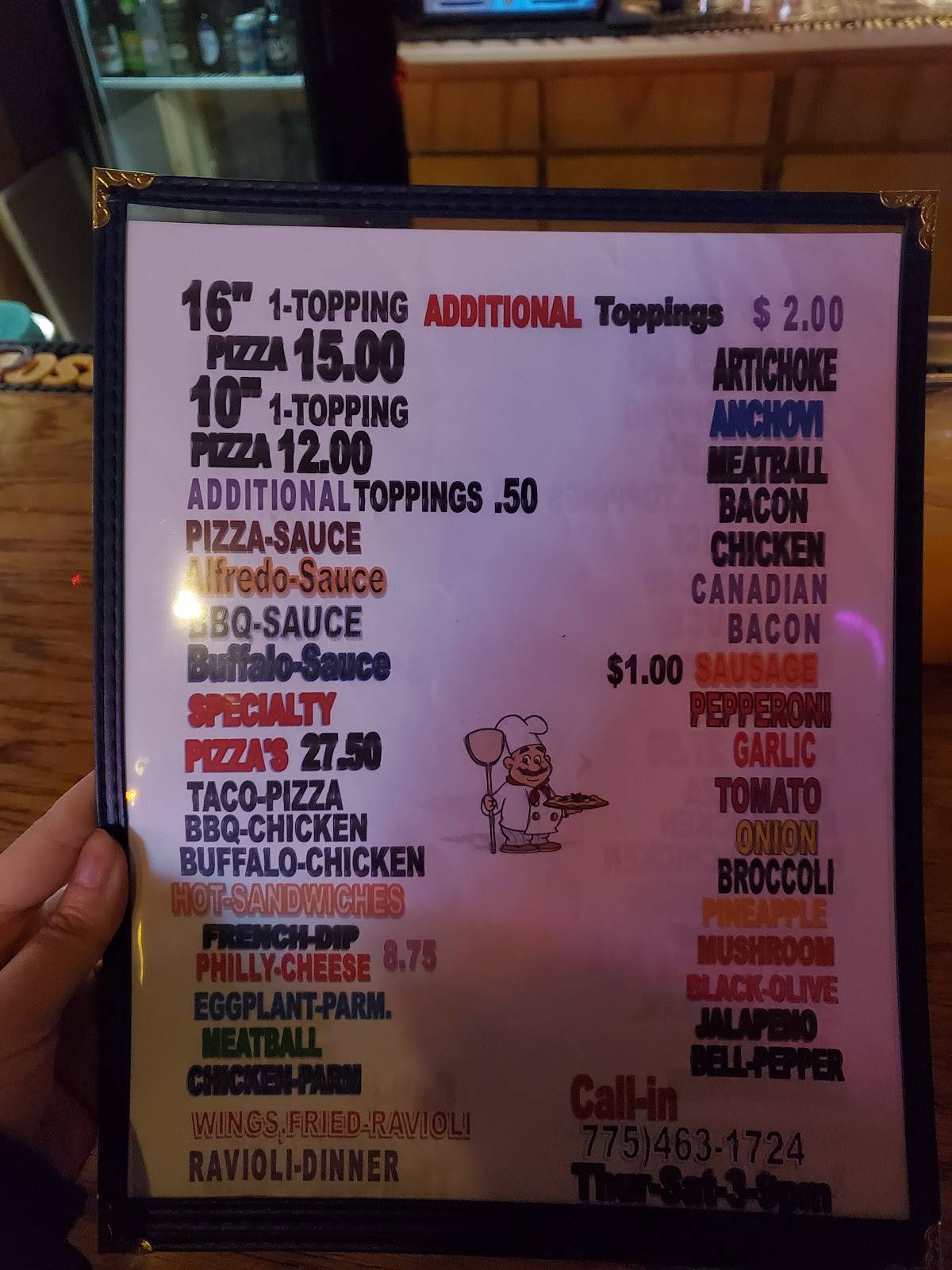 Menu at Wagon Wheel Saloon pub & bar, Yerington