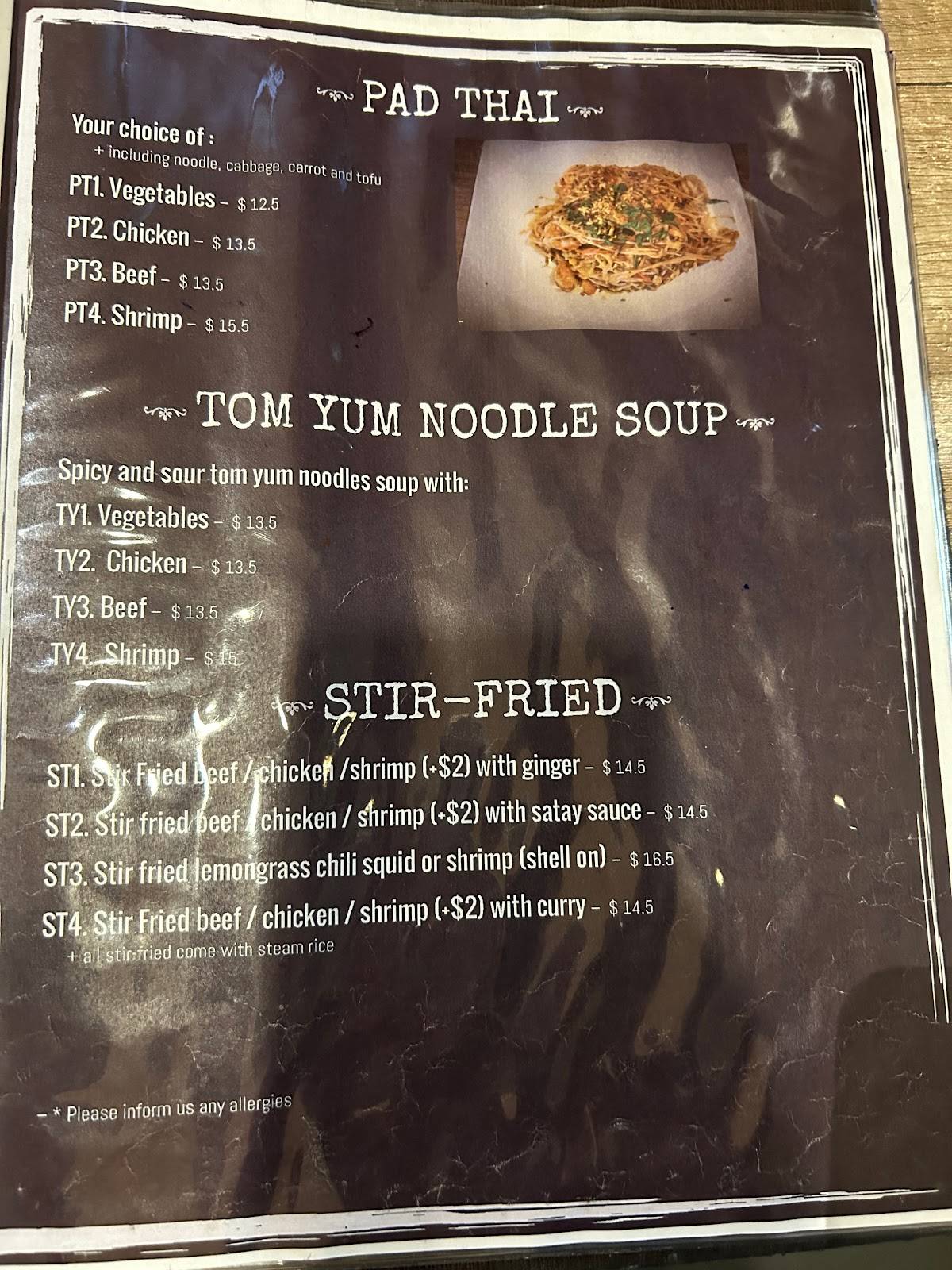 Menu at Waiting Phở U restaurant, Barrie