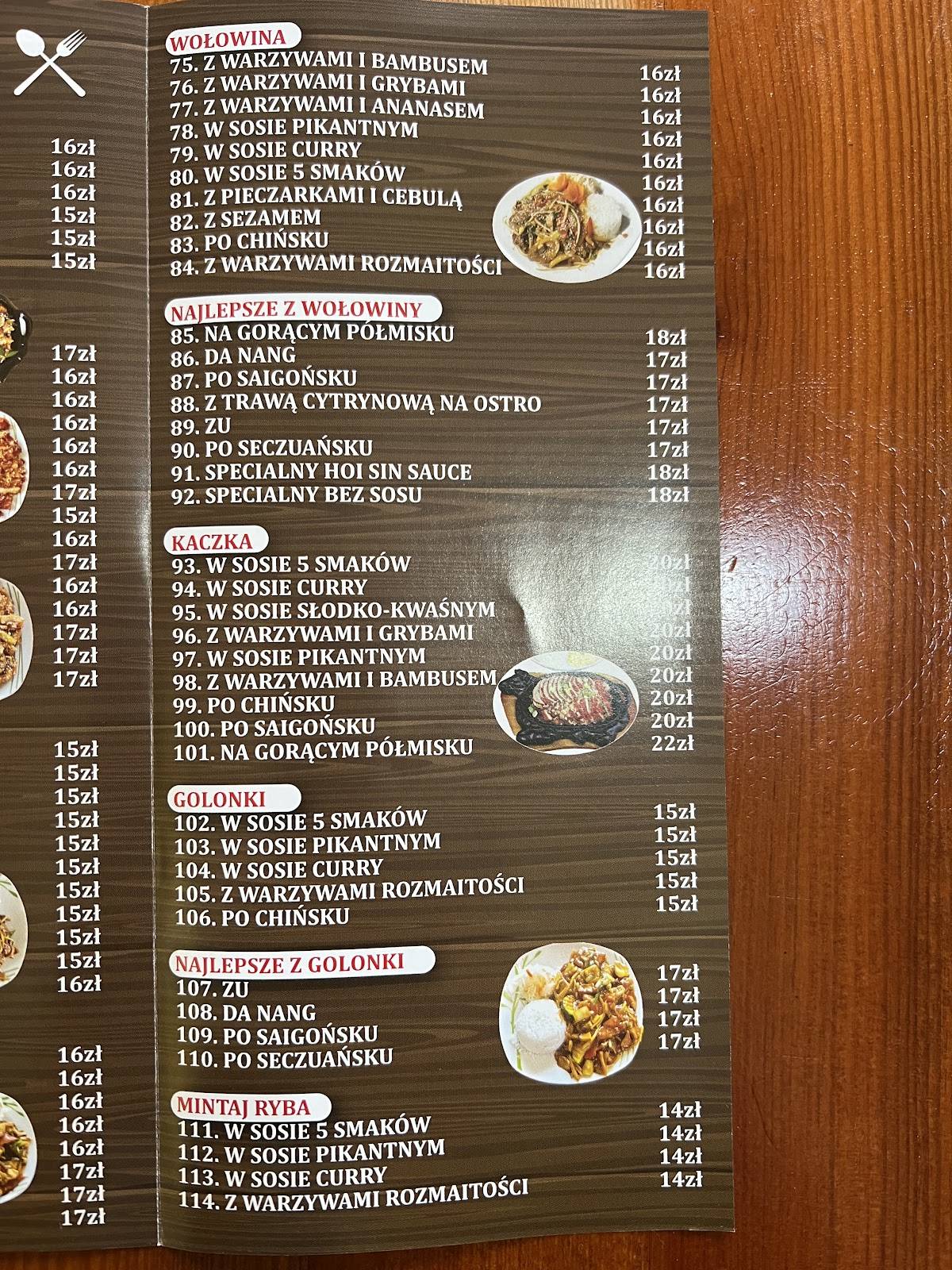 Menu at Van Son restaurant, Piaseczno, Raszyńska 4