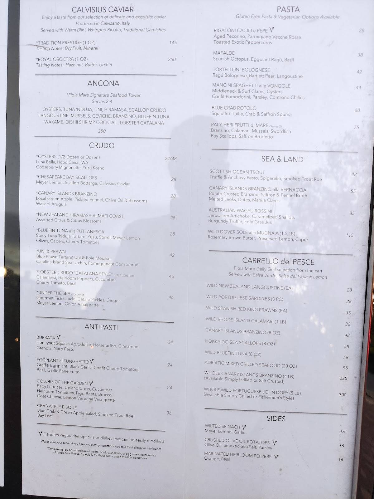 Menu at Fiola Mare pub & bar, Washington