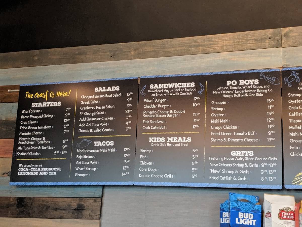 Menu at Wharf Casual Seafood Mahan restaurant, Tallahassee