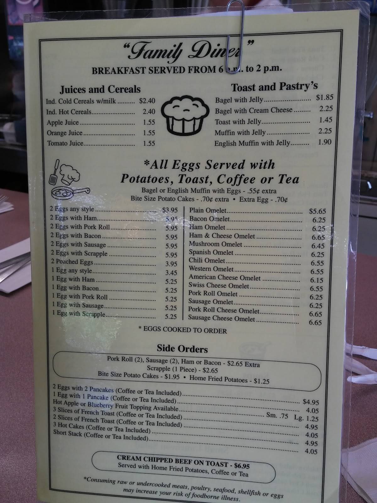 Menu at White Haven Family Diner restaurant, White Haven