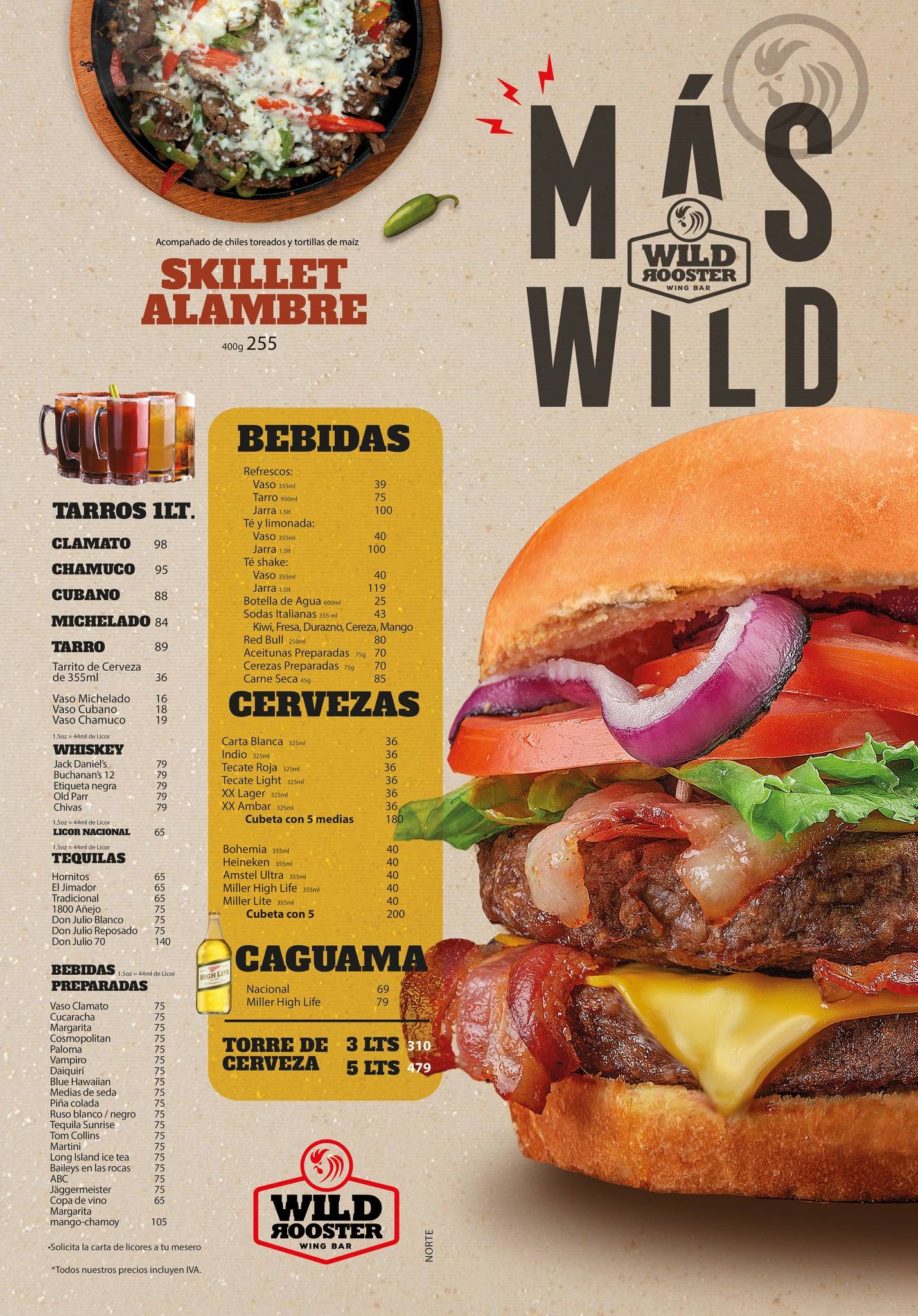 Carta del restaurante Wild Rooster Gómez Morin, Ciudad Juarez, Blvd ...